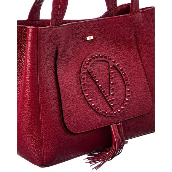 Valentino By Mario Valentino | Bags | Valentino By Mario Valentino Estelle Rock Leather Tote Red ...
